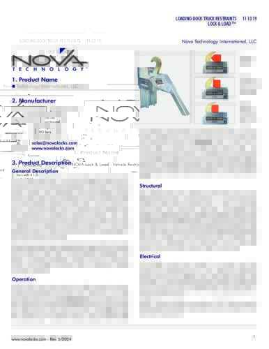 NOVA Lock & Load Product Specifications | Nova Technology Loading Dock Equipment